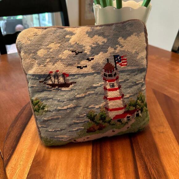 Accents | Vintage Needlepoint Lighthouse Pillow | Poshmark